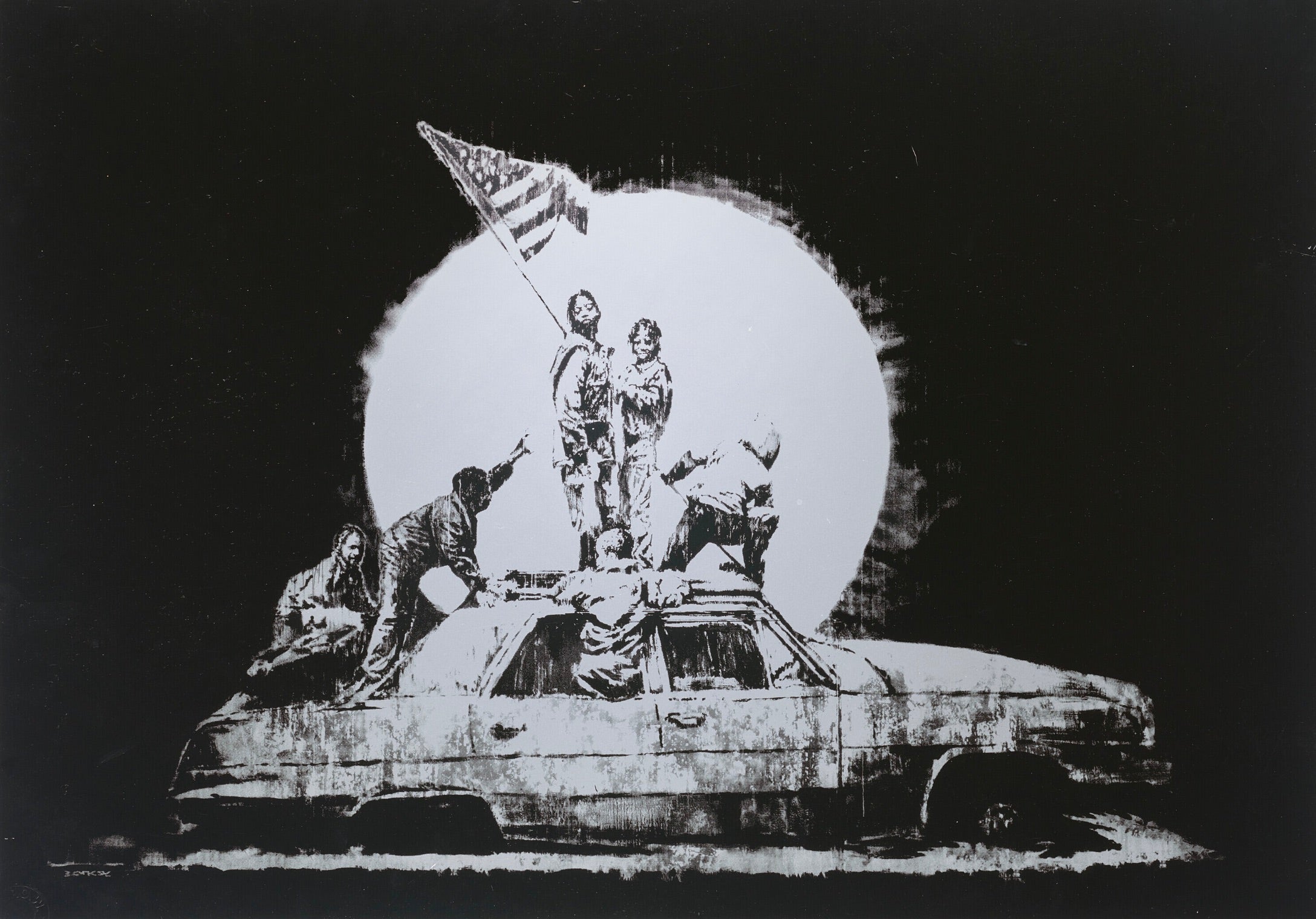 Banksy Flag (Silver) 2006 – Georgetown Frame Shoppe