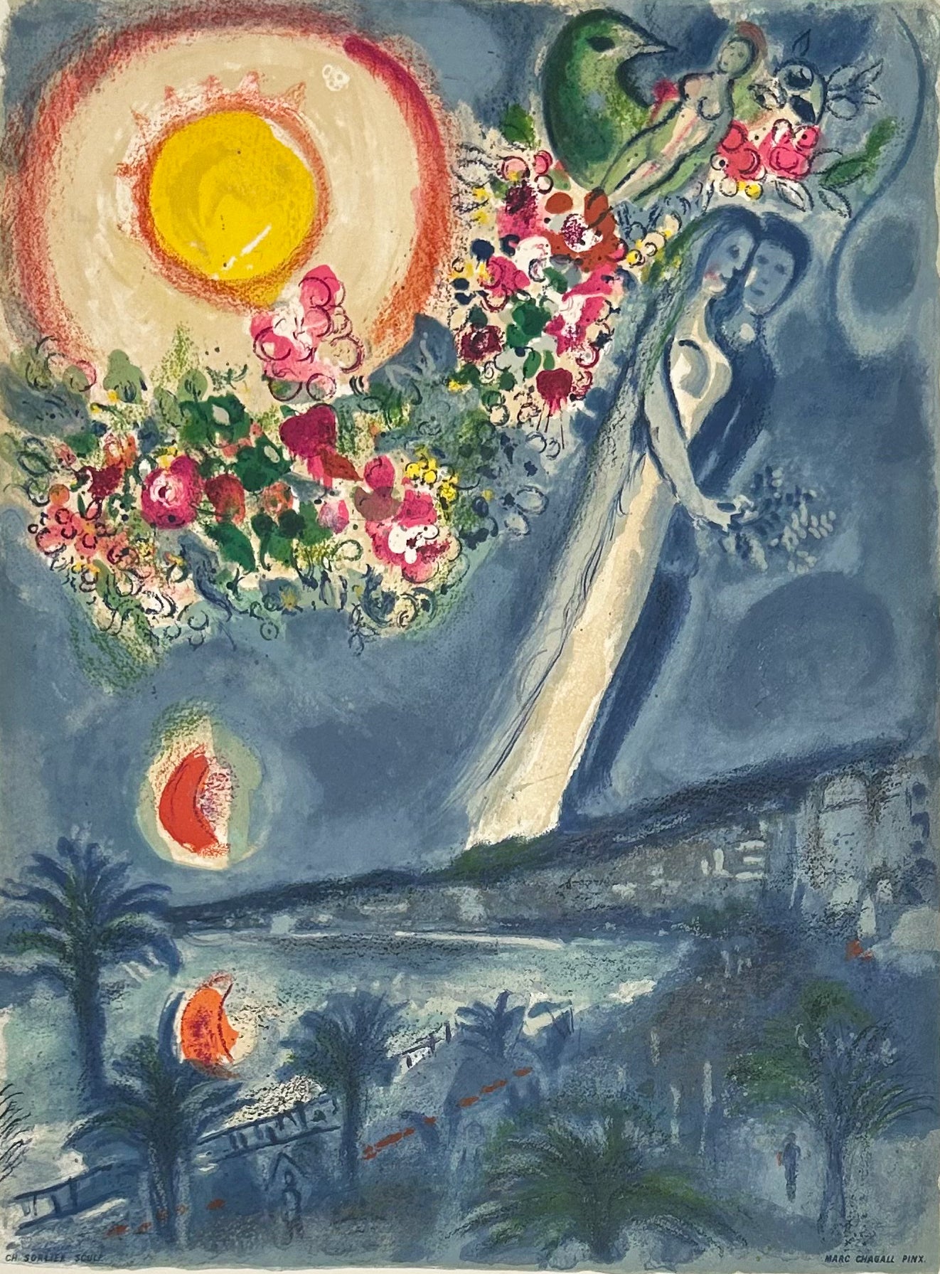 Charles Sorlier after Marc Chagall Fiancés in the Sky at Nice (Unsigned ...